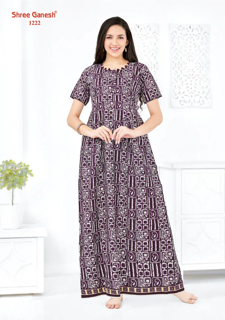 Shree Ganesh Printed Cotton Nighty – 5Pcs – Tirupur Wholesale Market ...