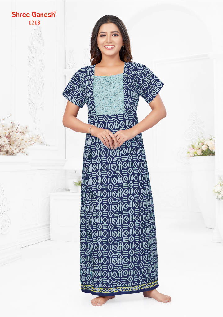 Shree Ganesh Printed Cotton Nighty – 5Pcs – Tirupur Wholesale Market ...